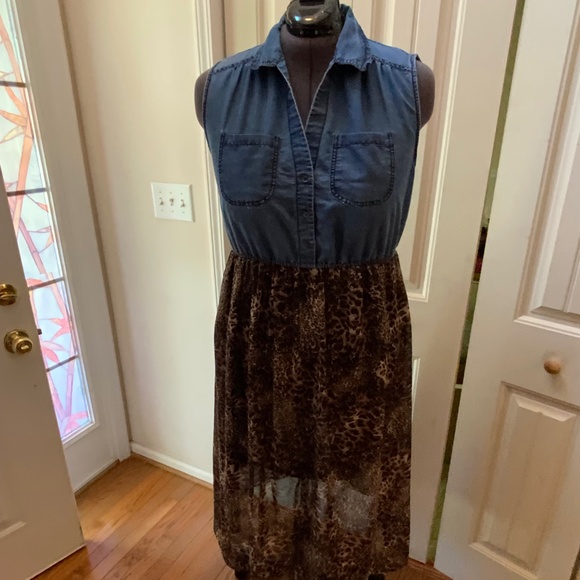 Speed Control | Dresses | Speed Control Denim Animal Print Women Dress ...